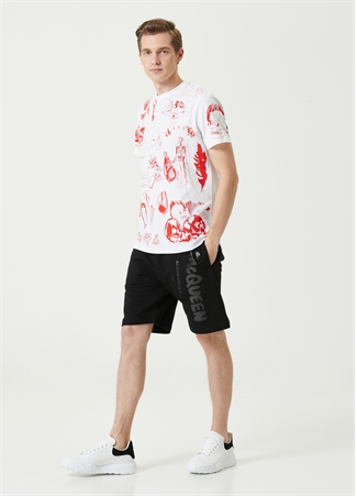 Alexander McQueen Erkek Siyah Logo Baskılı Bermuda S EU