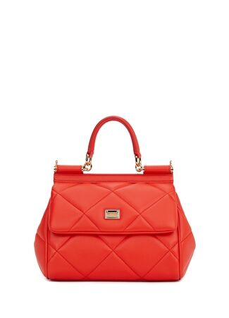Dolce&Gabbana Kadın Sicily Small Kırmızı Deri Omuz Çantası EU Dolce&Gabbana Kadın Sicily Small Kırmızı Deri Omuz Çantası EU