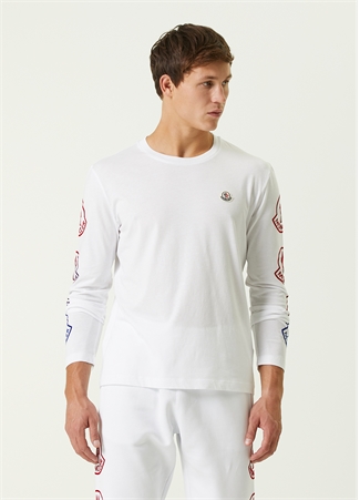 Moncler Erkek Beyaz Logo Patchli Uzun Kollu T-shirt L EU Moncler Erkek Beyaz Logo Patchli Uzun Kollu T-shirt L EU