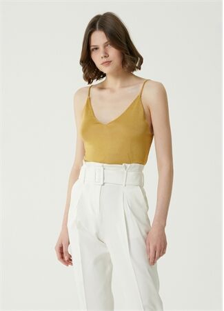 Network Kadın Hardal V Yaka Askılı Triko Sarı S EU Network Kadın Hardal V Yaka Askılı Triko Sarı S EU
