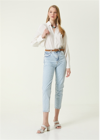 Beymen Club Kadın Slim Mom Mavi Jean Pantolon 25