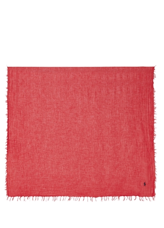 Polo Ralph Lauren Kadın Kırmızı Püsküllü Şal EU