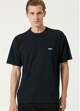 Obey Erkek Antrasit Bisiklet Yaka Logolu T-shirt Gri S EU