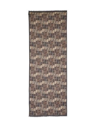 Pal Zileri Erkek Kahverengi Geometrik Desenli Yün Atkı EU