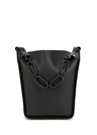 Balenciaga Kadın Siyah Logolu Deri Omuz Çantası EU