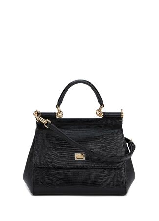 Dolce&Gabbana Kadın Sicily Siyah Dokulu Deri Omuz Çantası EU