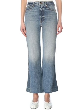 Khaite Kadın Layla Mavi Yüksek Bel Bol Paça Jean Pantolon 25 US