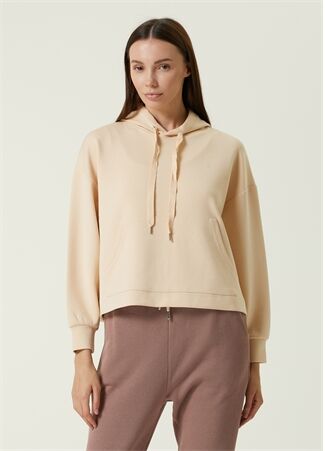 John Frank Kadın Bej Kapüşonlu Sweatshirt S EU