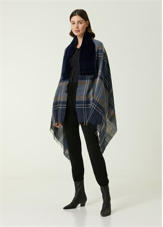 Gaynor Kadın Lacivert Ekose Desenli Şal EU Gaynor Kadın Lacivert Ekose Desenli Şal EU