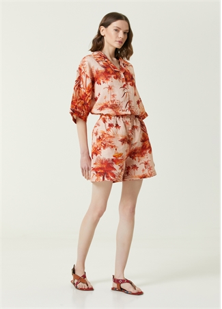 Alanui Kadın Turuncu Desenli Keten Şort Xs Eu Alanui Kadın Turuncu Desenli Keten Şort Xs Eu