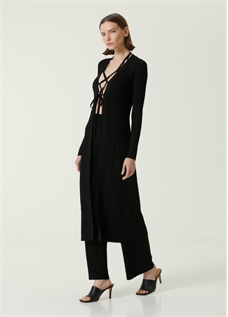 Cult Gaia Kadın Siyah Önü Bağcıklı Uzun Hırka S EU