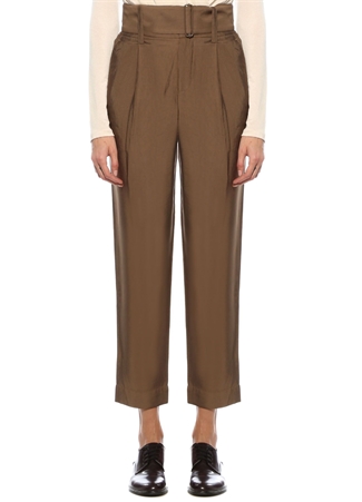 Vince Kadın Vizon Beli Kemerli Boru Paça Pantolon Kahverengi 2 US Vince Kadın Vizon Beli Kemerli Boru Paça Pantolon Kahverengi 2 US