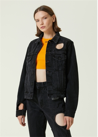 Off-White Kadın Siyah Kesim Detaylı Jean Ceket 38 IT Off-White Kadın Siyah Kesim Detaylı Jean Ceket 38 IT