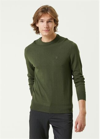 Beymen Club Erkek Haki Logo Detaylı Kazak S