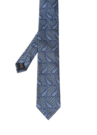 Zegna Erkek Mavi Etnik Desenli İpek Kravat EU