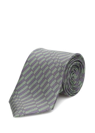 Pal Zileri Erkek Yeşil Geometrik Desenli İpek Kravat EU