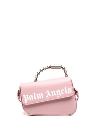 Palm Angels Kadın Pembe Logolu Deri Omuz Çantası EU