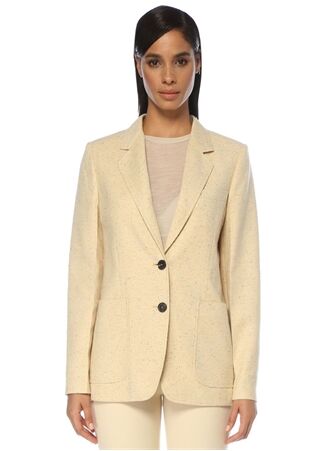 Victoria Beckham Kadın Krem Kelebek Yaka Nopeli İpek Ceket Bej 8 US