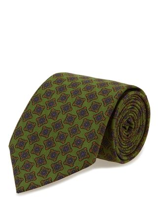 Fiorio Erkek Yeşil Geometrik Desenli Yün Kravat EU
