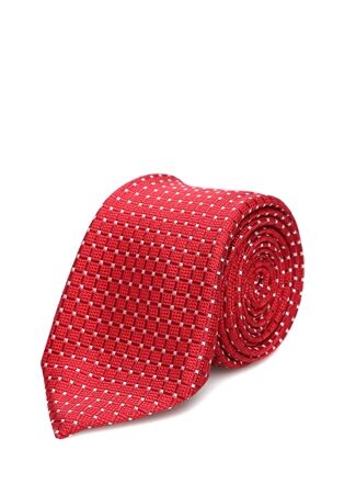 Pal Zileri Erkek Kırmızı Geometrik Desenli İpek Kravat EU