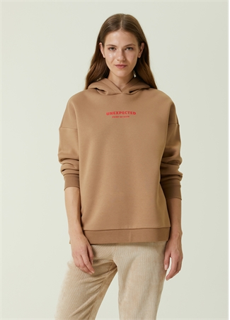 Beymen Club Kadın Camel Kapüşonlu Baskılı Sweatshirt Kahverengi S Beymen Club Kadın Camel Kapüşonlu Baskılı Sweatshirt Kahverengi S