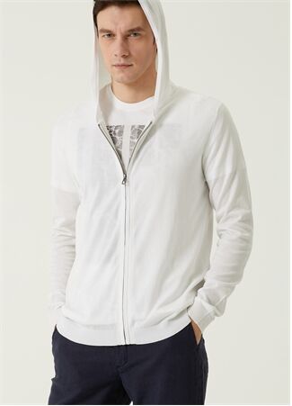 Palzileri Lab Erkek Beyaz Kapüşonlu Triko Hırka 50 IT