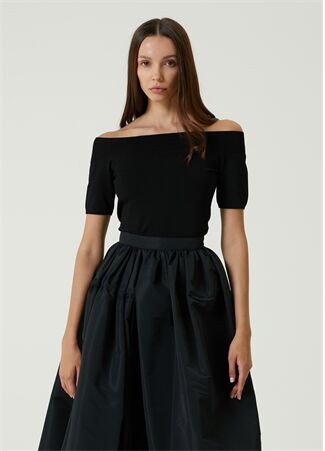 Alexander McQueen Kadın Siyah Kayık Yaka Kazak S EU