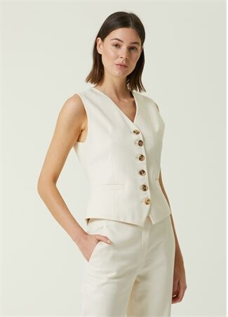 Muse For All Kadın Ekru V Yaka Yün Yelek Bej 34 EU