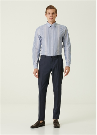 Palzileri Lab Erkek Mavi Çizgi Desenli Yün Pantolon 46 IT Palzileri Lab Erkek Mavi Çizgi Desenli Yün Pantolon 46 IT