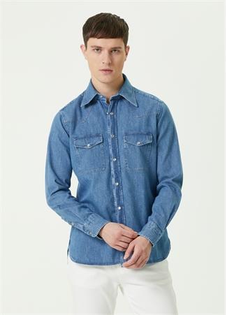 Tom Ford Erkek Mavi Denim Gömlek 42 IT Tom Ford Erkek Mavi Denim Gömlek 42 IT