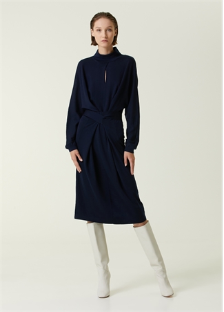 Beymen Collection Kadın Lacivert Beli Kuşaklı Midi Triko Elbise S Beymen Collection Kadın Lacivert Beli Kuşaklı Midi Triko Elbise S