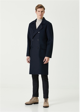 Beymen Erkek Lacivert Kruvaze Palto S EU