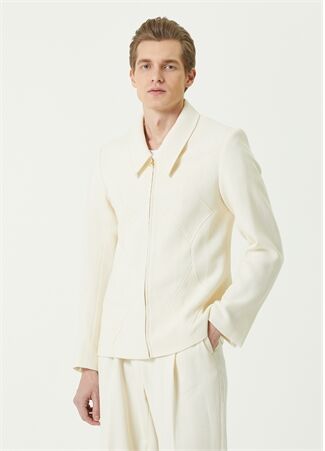 Casablanca Erkek Ekru Dokulu Yün Ceket Beyaz 48 IT