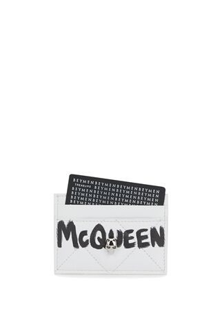 Alexander McQueen Kadın Beyaz Logo Baskılı Deri Kartlık EU Alexander McQueen Kadın Beyaz Logo Baskılı Deri Kartlık EU