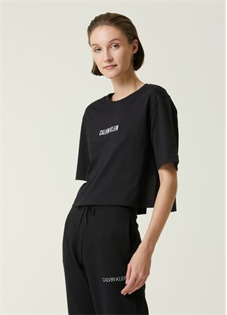 Ck Performance Kadın Siyah Logolu Yırtmaç Detaylı T-shirt M EU