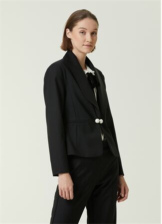 Feel The Lotus Kadın Wisteria Siyah Şal Yaka Yün Ceket 36 EU