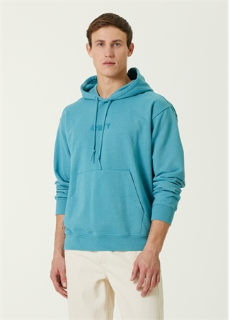 Obey Erkek Mavi Kapüşonlu Logo Detaylı Sweatshirt S EU Obey Erkek Mavi Kapüşonlu Logo Detaylı Sweatshirt S EU