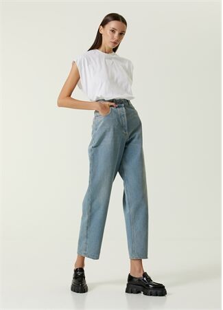 Prada Kadın Mavi Wide Leg Jean Pantolon 26 US