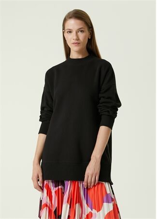 Beymen Club Kadın Siyah Dik Yaka Yanı Fermuarlı Sweatshirt S