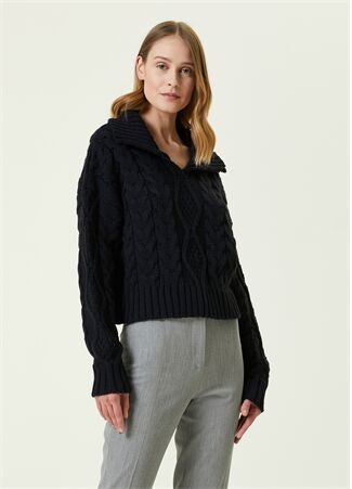 Musier Kadın Virgil Lacivert V Yaka Kazak 36 IT