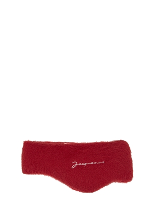 Jacquemus Kadın Kırmızı Logo Jakarlı Kar Kulaklığı EU Jacquemus Kadın Kırmızı Logo Jakarlı Kar Kulaklığı EU