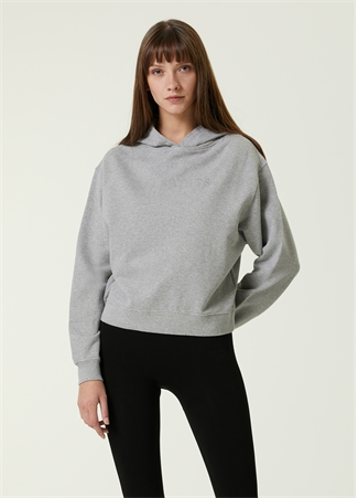 Allsaints Kadın Pippa Gri Kapüşonlu Logolu Sweatshirt S EU Allsaints Kadın Pippa Gri Kapüşonlu Logolu Sweatshirt S EU