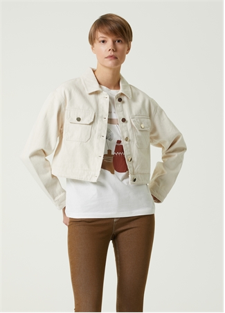 Beymen Club Kadın Ekru Kutu Formlu Kısa Jean Ceket Bej L Beymen Club Kadın Ekru Kutu Formlu Kısa Jean Ceket Bej L