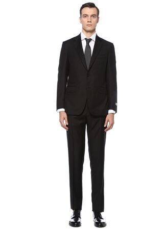 Canali Erkek Siyah Kelebek Yaka Yün Takım Elbise 52 IT