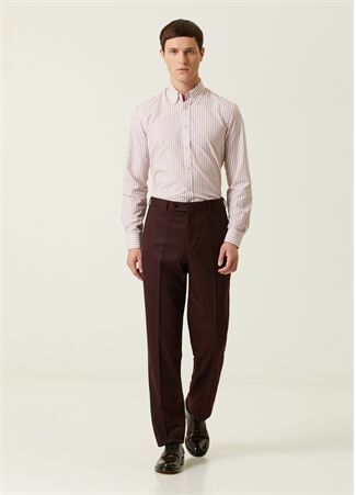 Pal Zileri Erkek Bordo Yün Pantolon 48 IT