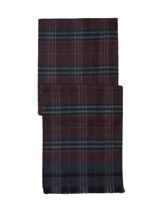 Beymen Erkek Bordo Siyah Kareli Atkı EU