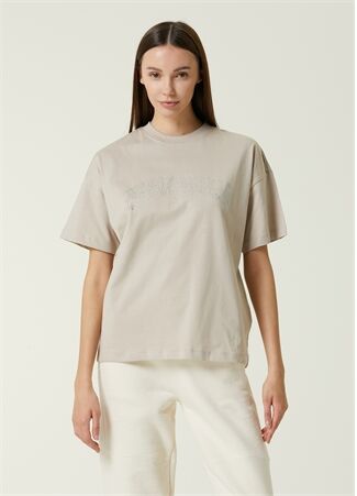 Wasted Kadın Bej Logo İşlemeli T-shirt Gri S EU