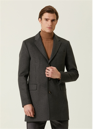 Network Erkek Slim Fit Antrasit Yün Palto Gri 46 EU Network Erkek Slim Fit Antrasit Yün Palto Gri 46 EU