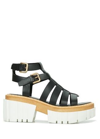 Stella McCartney Kadın Siyah Taban Detaylı Bantlı Sandalet 36 EU