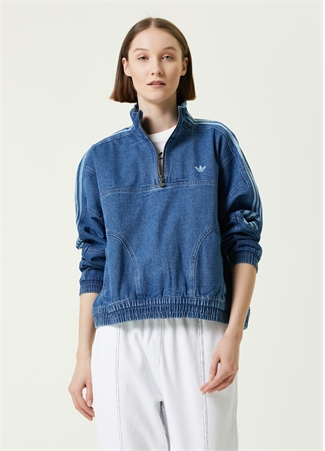 Adidas Kadın Adicolor Mavi Denim Sweatshirt 36 Eu